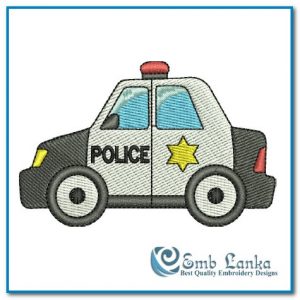Cute Cartoon Police Car Embroidery Design - Emblanka