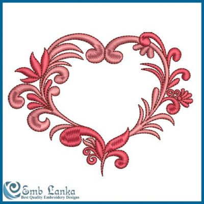 Fancy Heart Embroidery Design - Emblanka