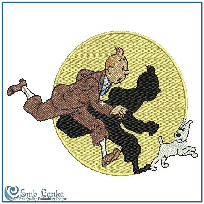 Tintin and Snowy Cartoon Embroidery Design - Emblanka