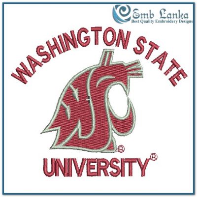 Washington State University Logo 3 Embroidery Design - Emblanka