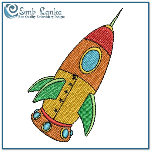 Rocket Ship Embroidery Design - Emblanka