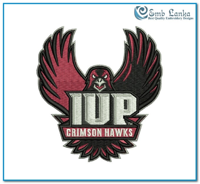 IUP Crimson Hawks Football Team Logo Embroidery Design - Emblanka