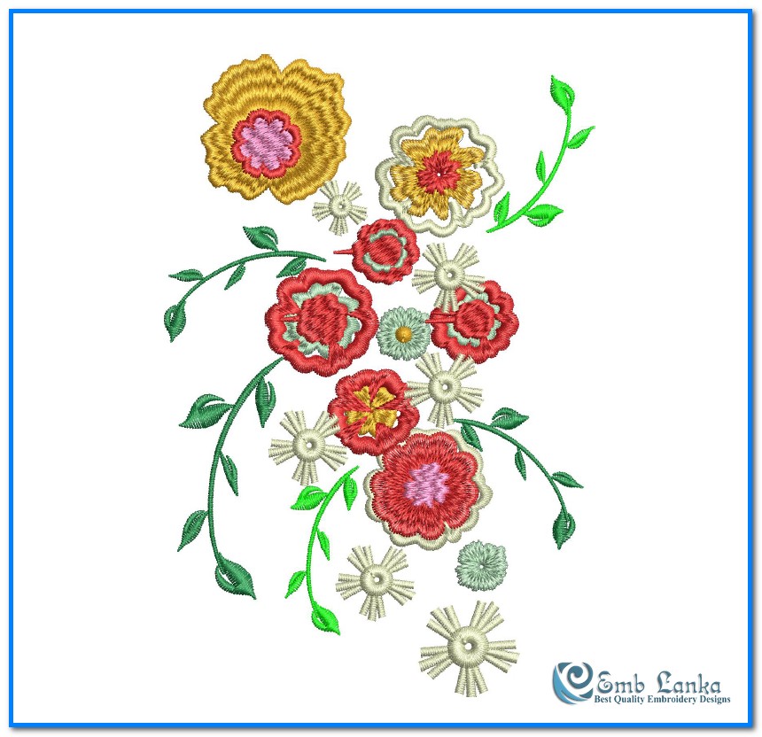 Colorful Bright Floral Embroidery Design - Emblanka