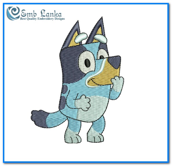 Bluey the Dog Waving Embroidery Design - Emblanka