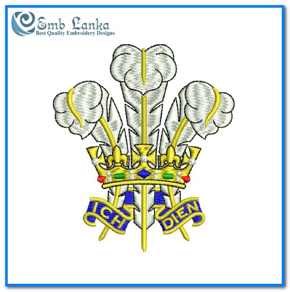 Prince of Wales's feathers Badge Embroidery Design - Emblanka