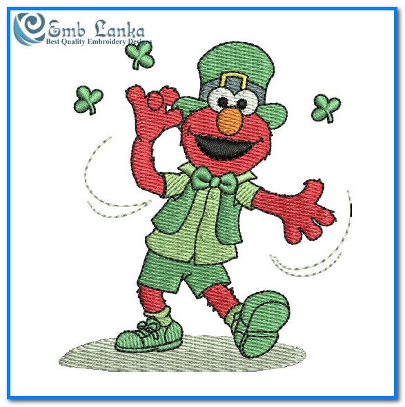 Sesame Street Elmo's St. Patrick's Day Embroidery Design - Emblanka