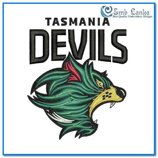 Tasmania Devils Football Club Logo Embroidery Design - Emblanka